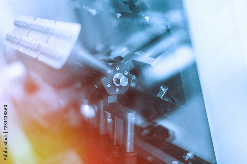 engine of machine with bolts, centrifuge. Blue tone. Blue tint Stock ...