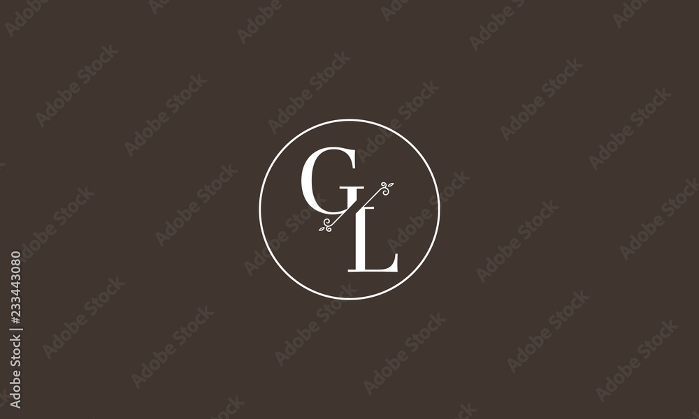 LETTER G AND L FLOWER LOGO WITH CIRCLE FRAME FOR LOGO DESIGN OR ...