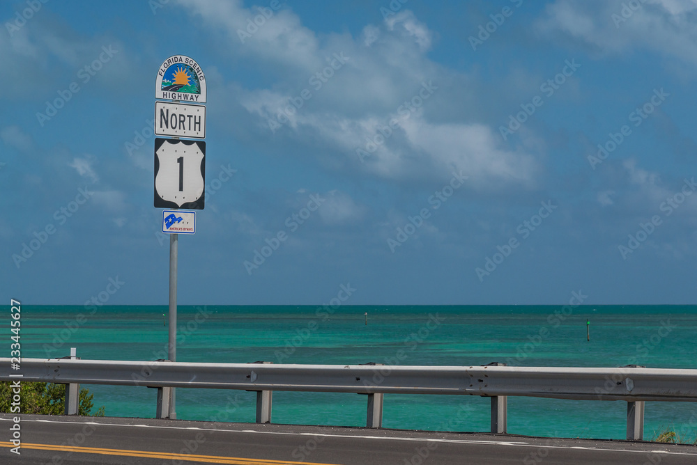 Highway road sign for Florida Scenic Highway North 1, the Overseas ...