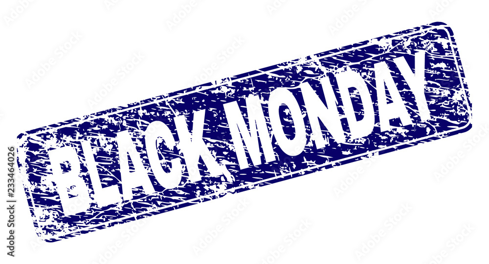 BLACK MONDAY stamp seal watermark with grunge texture. Seal shape is a ...