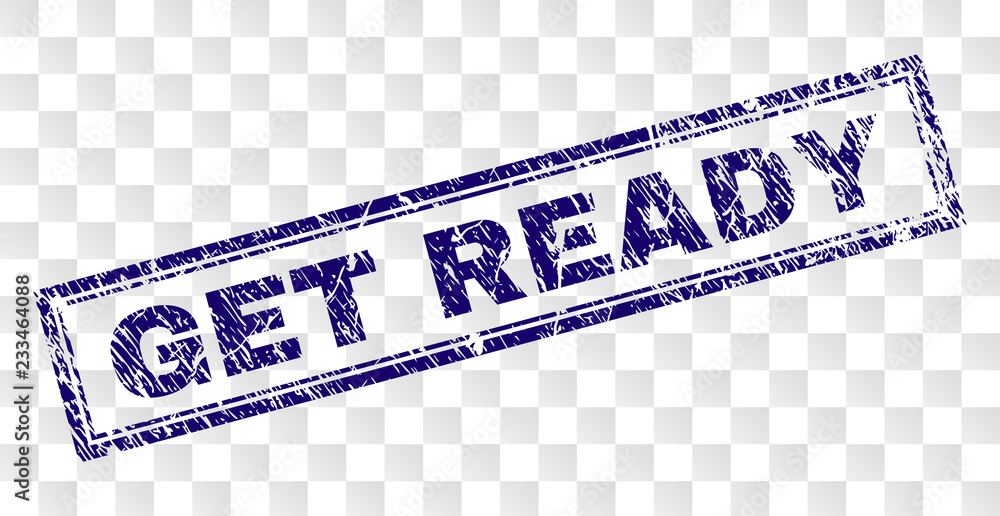 GET READY stamp seal imprint with rubber print style and double framed ...