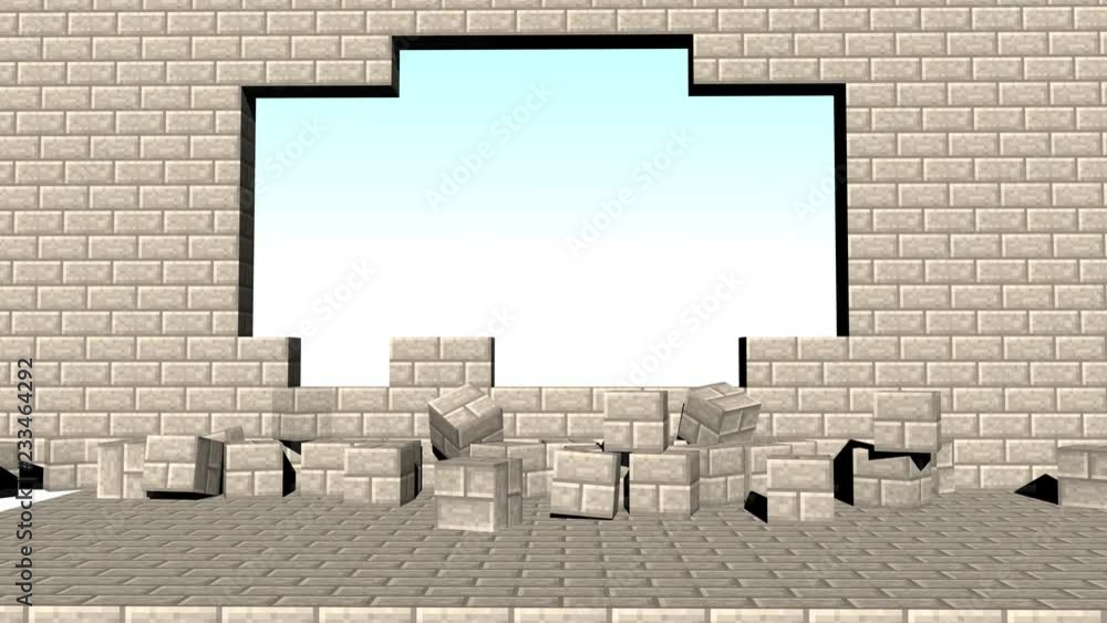 Minecraft Stone Wall Breaks down white ver05 Stock Video | Adobe Stock