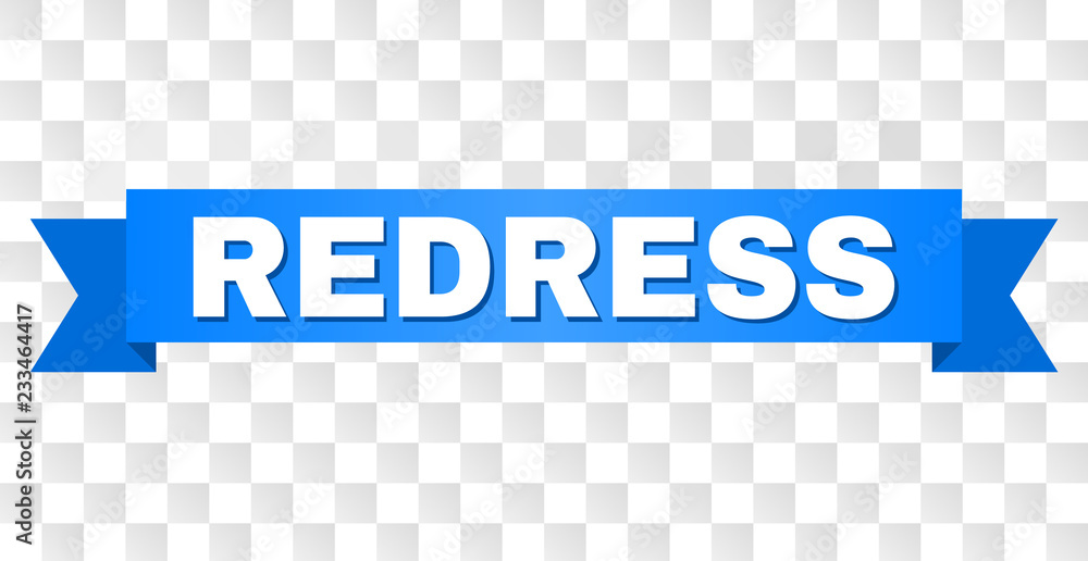 REDRESS text on a ribbon. Designed with white title and blue tape ...