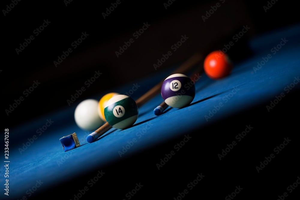 billiard table. billiard balls. billiard background. Stock Photo ...