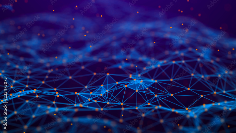 Abstract technology background. Network connection. Artificial ...