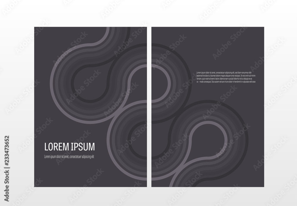 A4 size business background template. Black dynamic curves background ...
