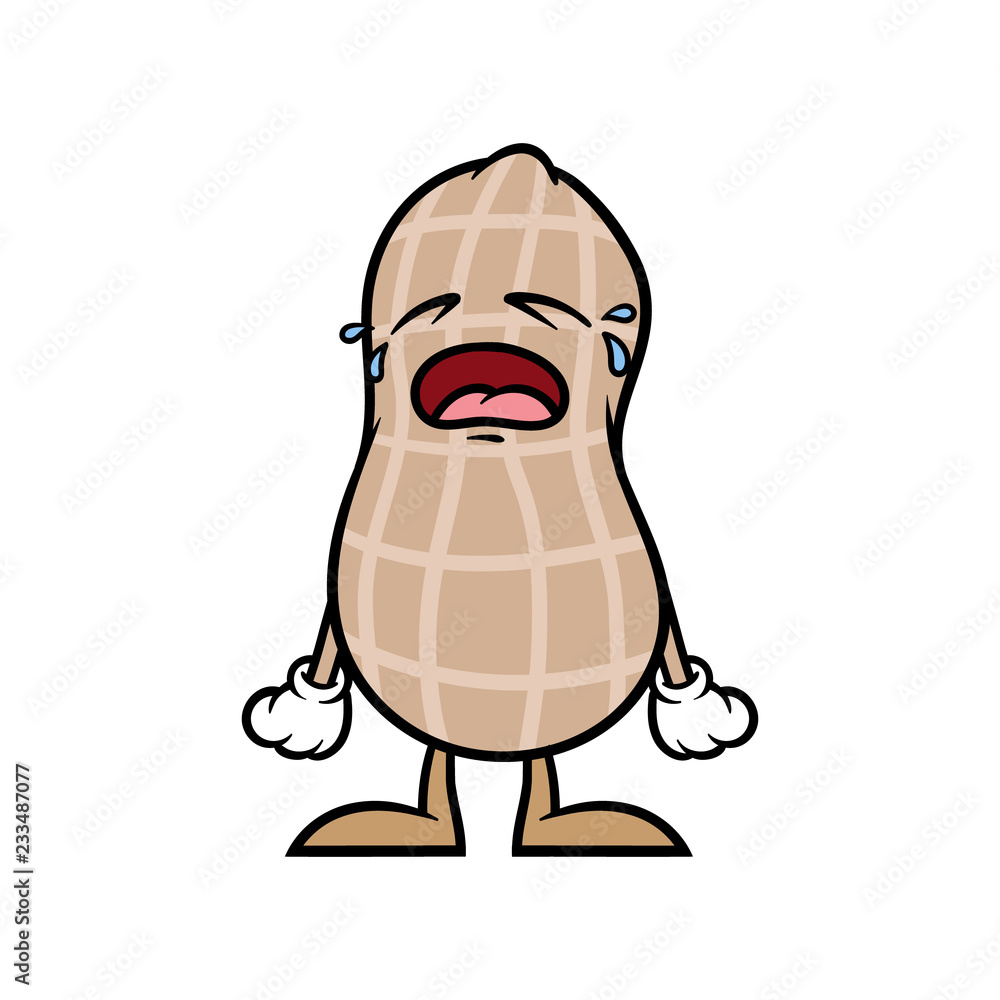 Cartoon Crying Peanut Character Stock Vector | Adobe Stock