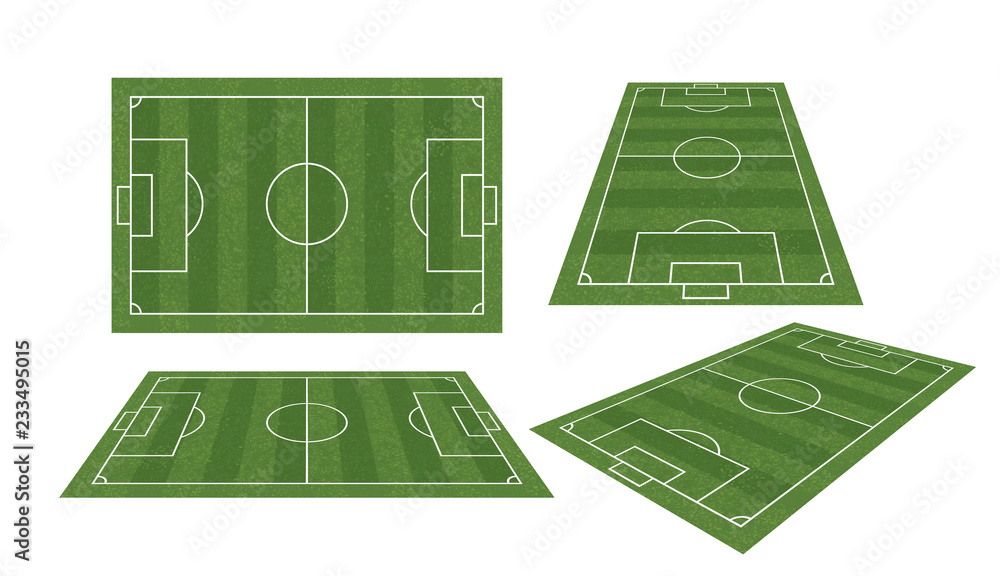 Soccer field or football field collection isolated on white background ...