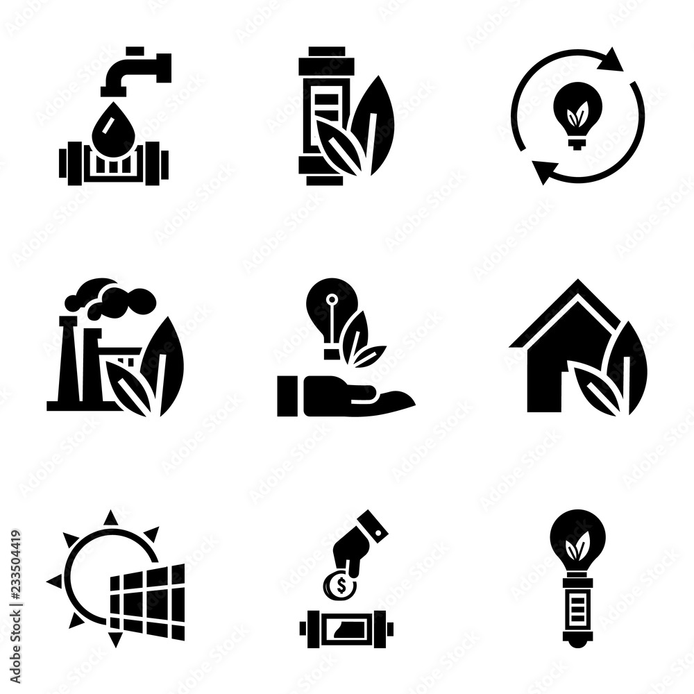 Eco saver energy icon set. Simple set of 9 eco saver energy vector ...