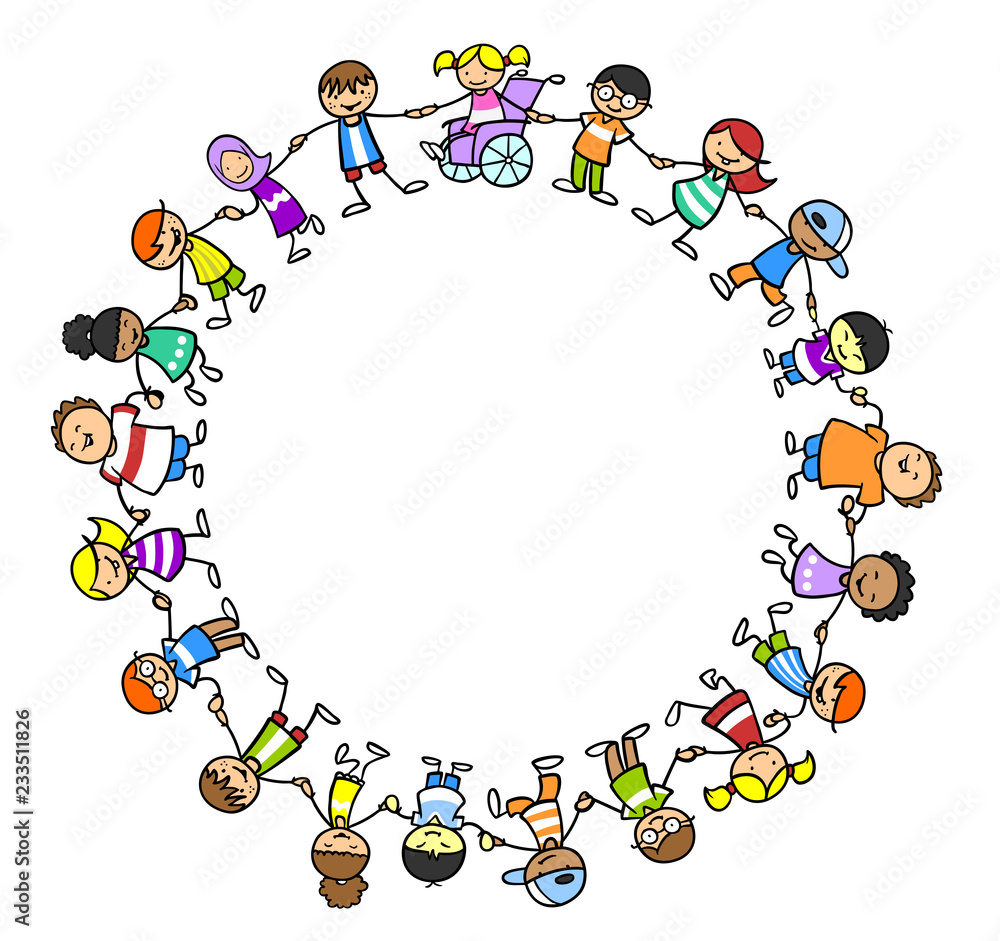 Integration und Inklusion durch Gruppe Kinder Stock Illustration ...