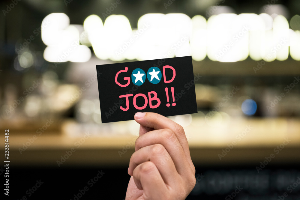 Good job phrase written on a card Stock Photo | Adobe Stock