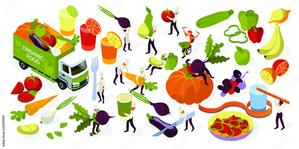 Design for farm fresh food, organic fruits and vegetables, delivery and ...