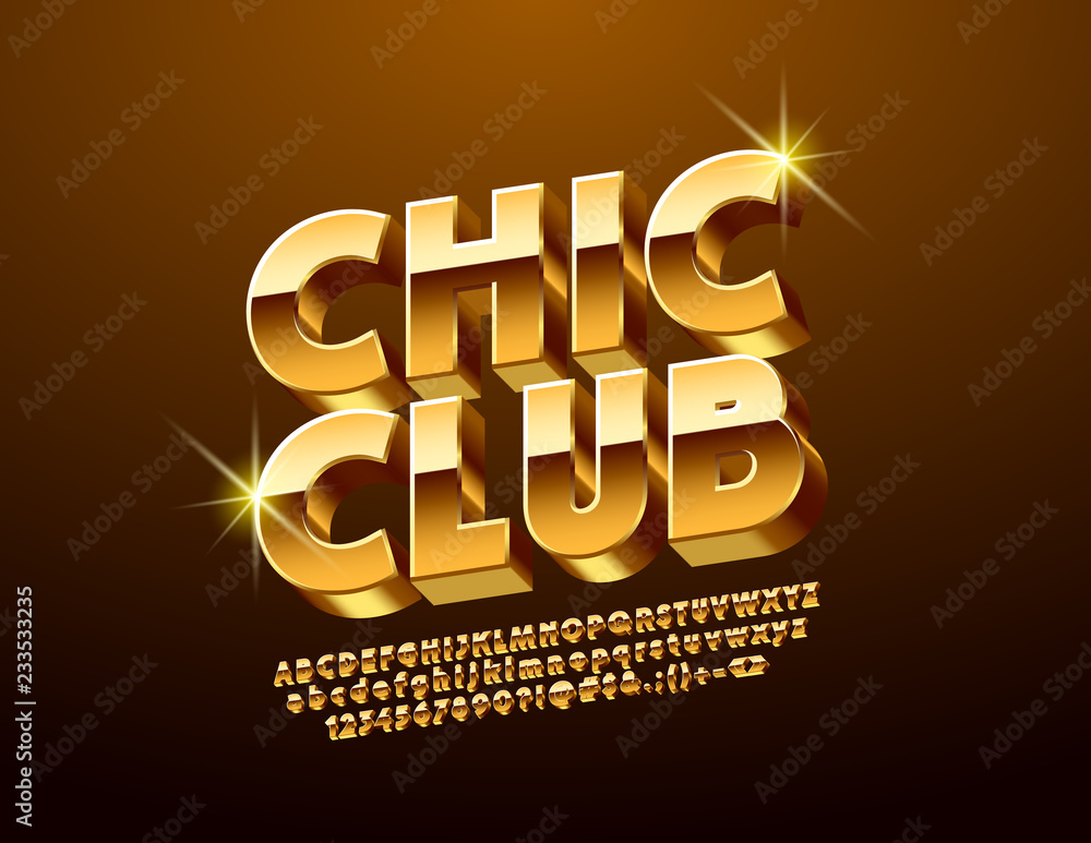 Vector Sign with text Chic Club. Bright rotated Alphabet Letters ...