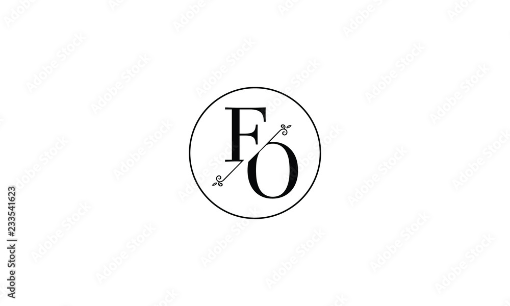 LETTER F AND O MONOGRAM LOGO WITH CIRCLE FRAME FOR LOGO DESIGN OR ...