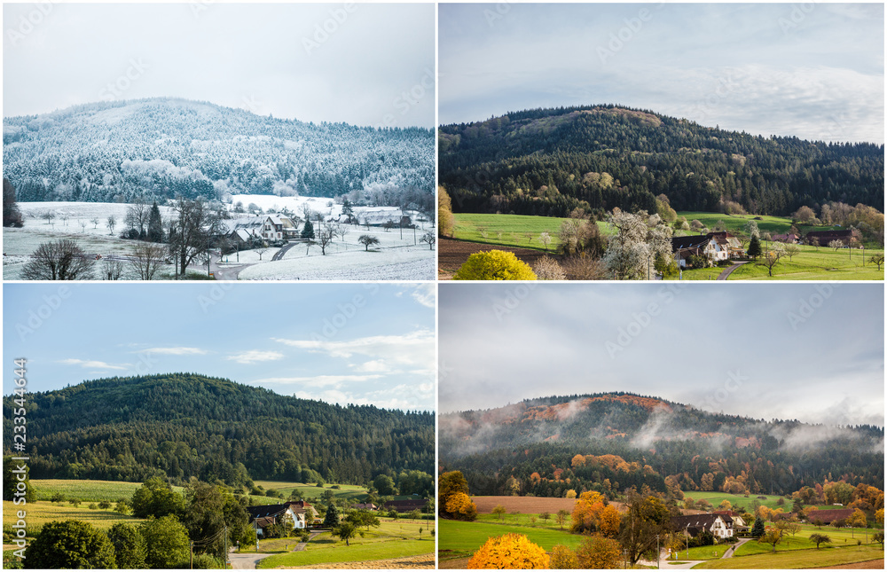 Foto de Four seasons of year in european climate in southern Germany as ...