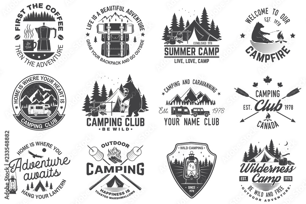 Summer camp. Vector. Concept for shirt or patch, print, stamp. Vintage ...