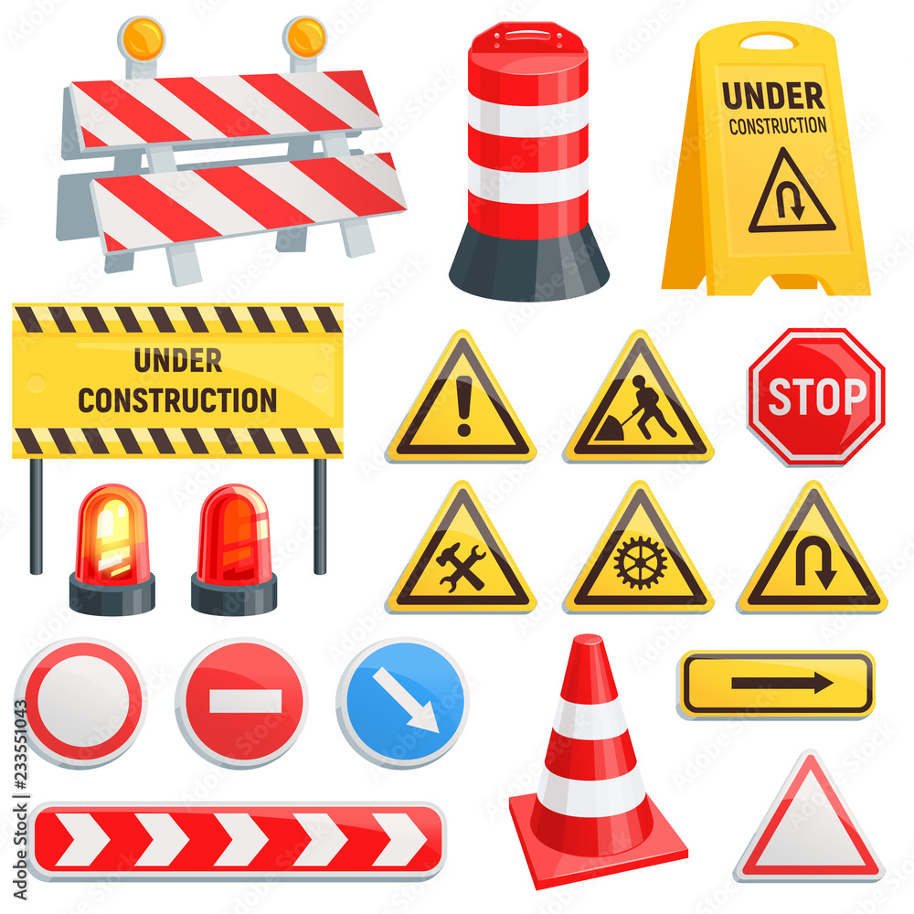 Road barrier vector street traffic-barrier under construction warning ...