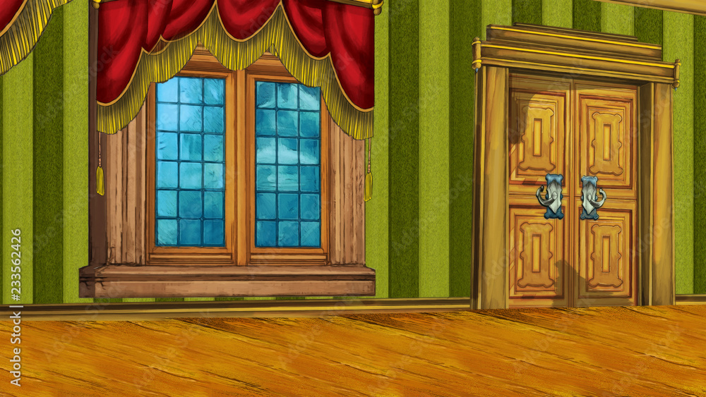 cartoon scene with medieval room - the stage for different usage ...