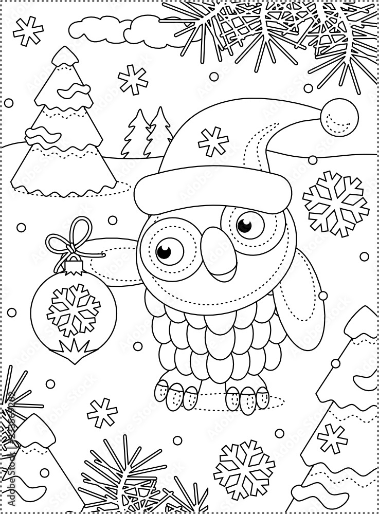Christmas Owl Coloring Pages