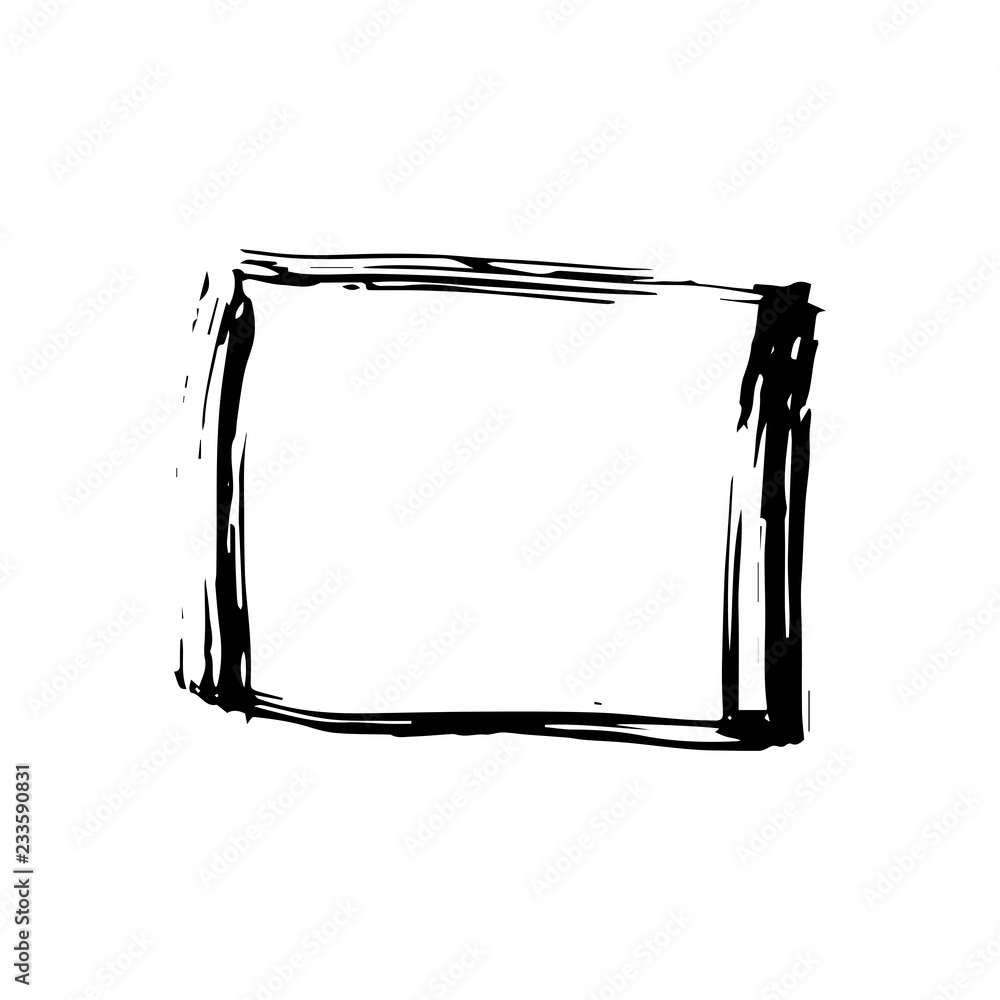 Rough Hand Drawn Square Black Isolated Frame. Paintbrush Border, Vector ...