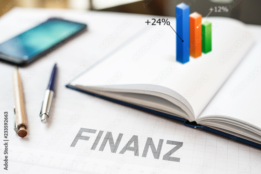 Finanz Illustration mit steigendem Säulendiagramm im Hintergrund Stock ...