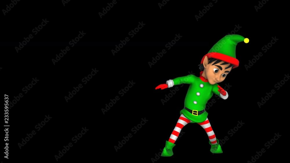 Cute Elf dancing salsa isolated with alpha channel. Seamless funny ...