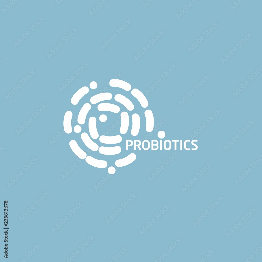 Probiotics logo. Bacteria logo. Concept of healthy nutrition ingredient ...