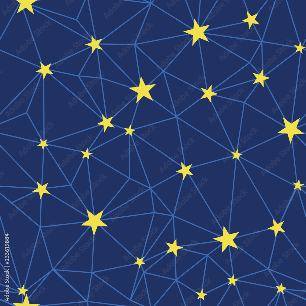 Stars network navy vector seamless pattern. Great for space inspired ...