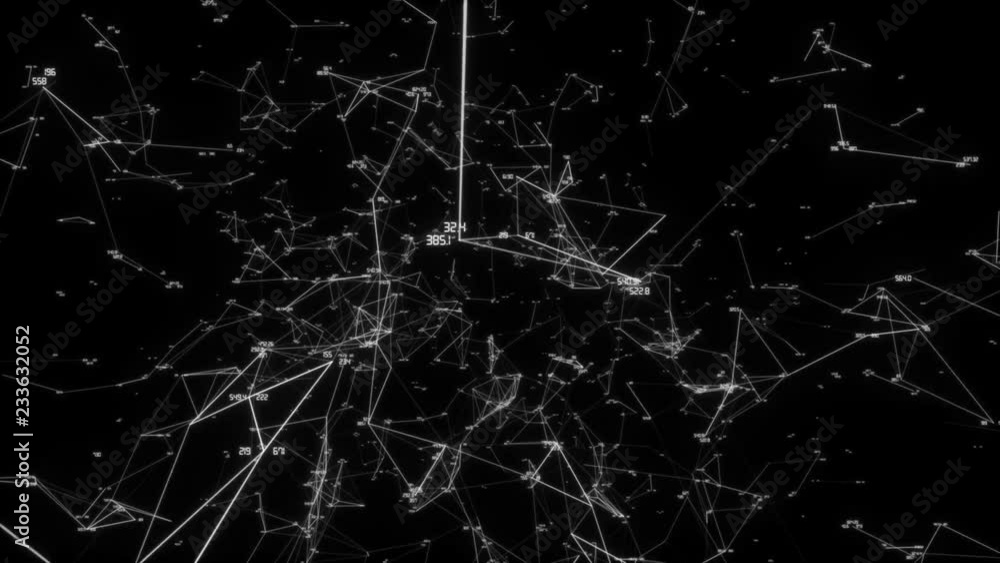 Digital Universe.Abstract digital binary data nodes and connection paths form a countdown. The ...