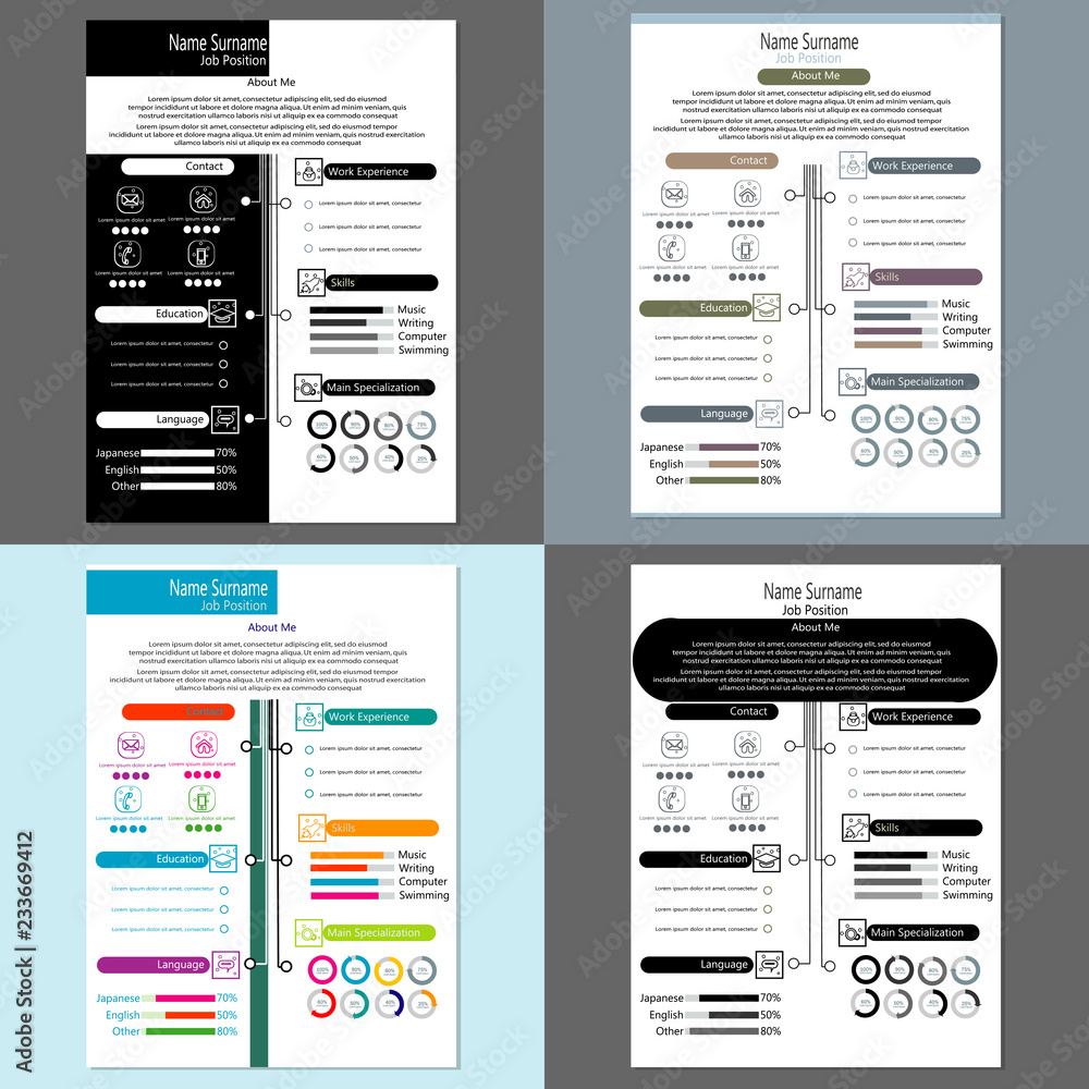 Cv Resume Template Vector Stock Vector Adobe Stock