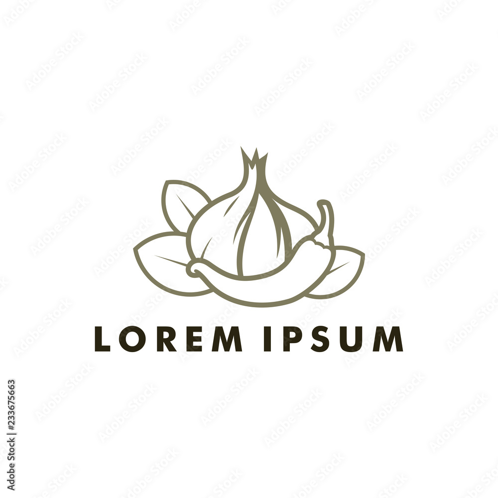 onion garlic and chili logo icon symbol design vector illustration ...