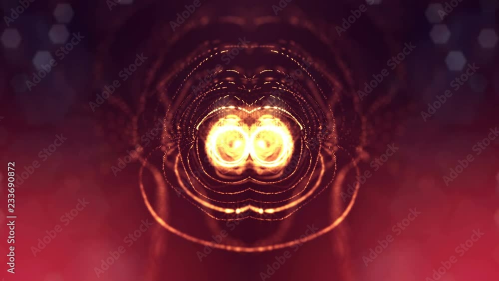Sci-fi composition with oscillating luminous particles. 4k science fiction background with ...