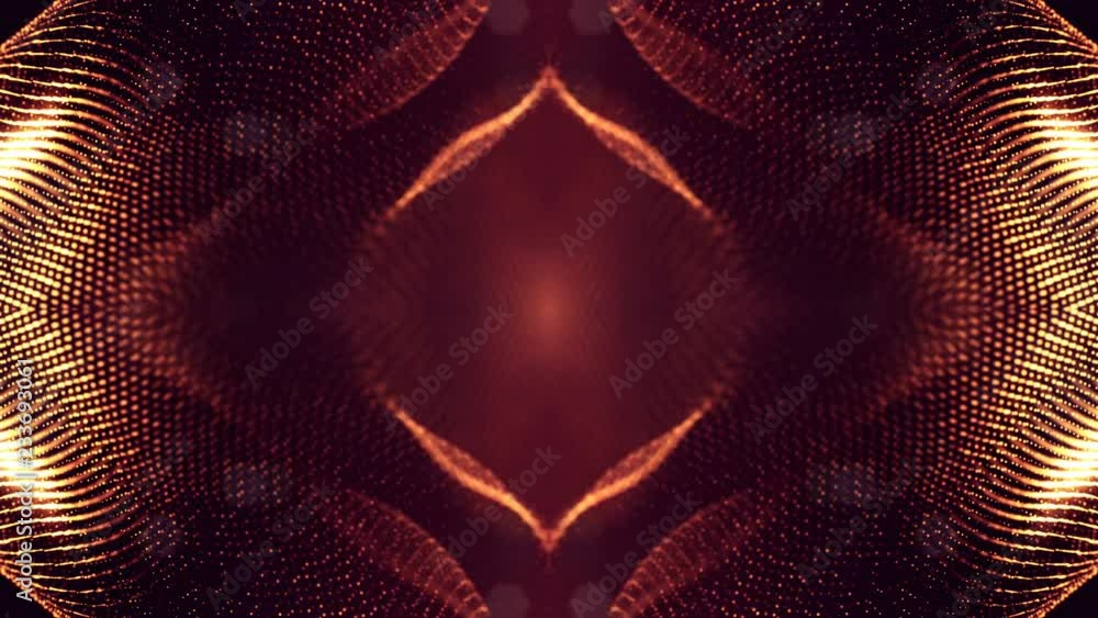 Sci-fi composition with oscillating luminous particles. 4k science fiction background with ...