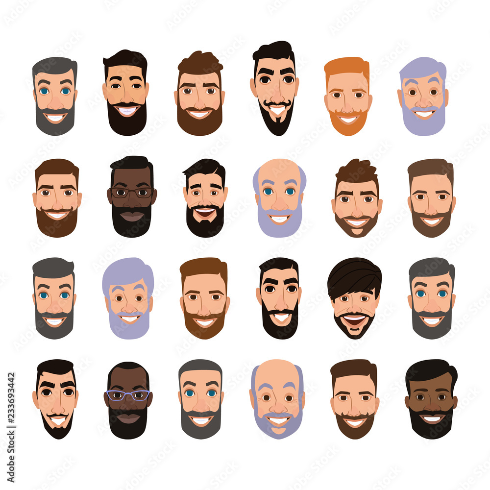 Group of people, business bearded men avatar icons.Flat design people ...