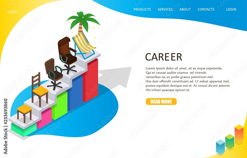 Career growth landing page website template. Vector isometric ...
