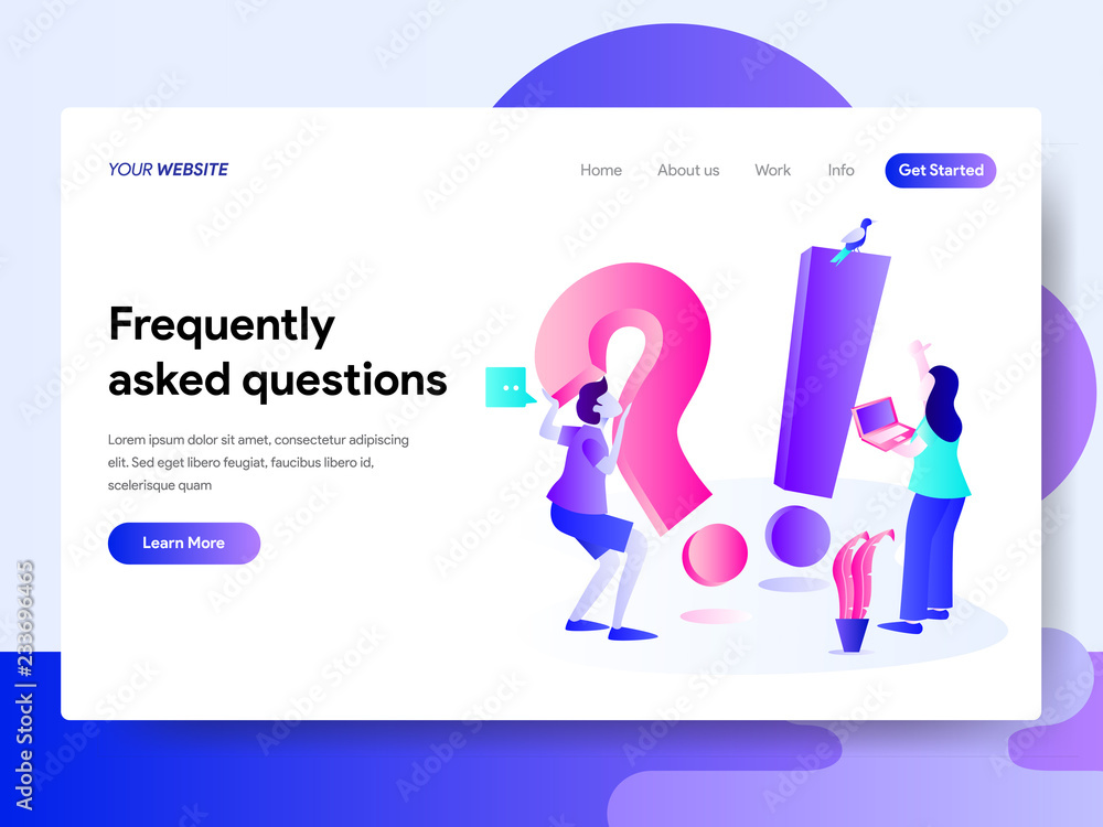 Landing page template of Frequently Asked Question Concept. Modern flat ...