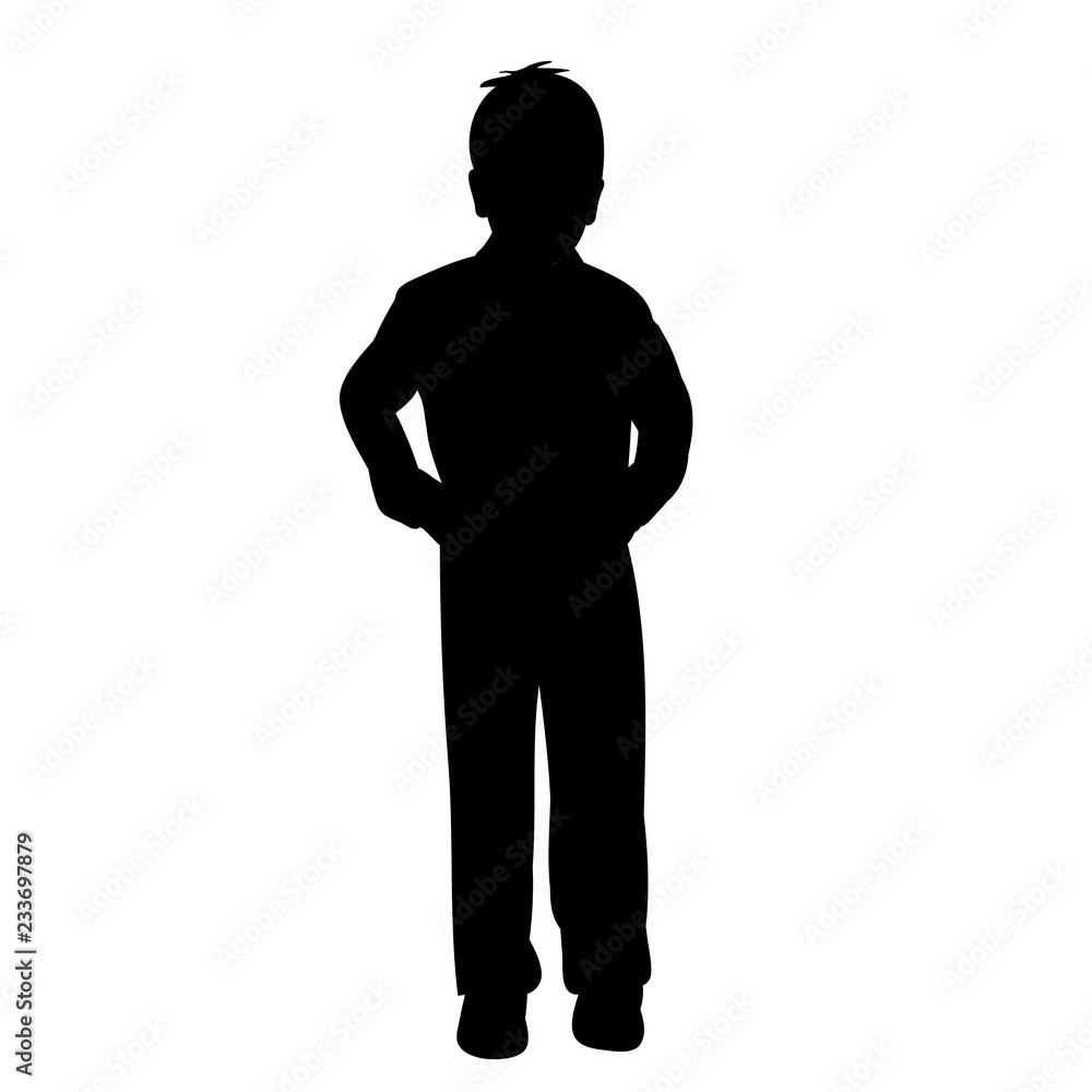Boy Standing Silhouette Vector
