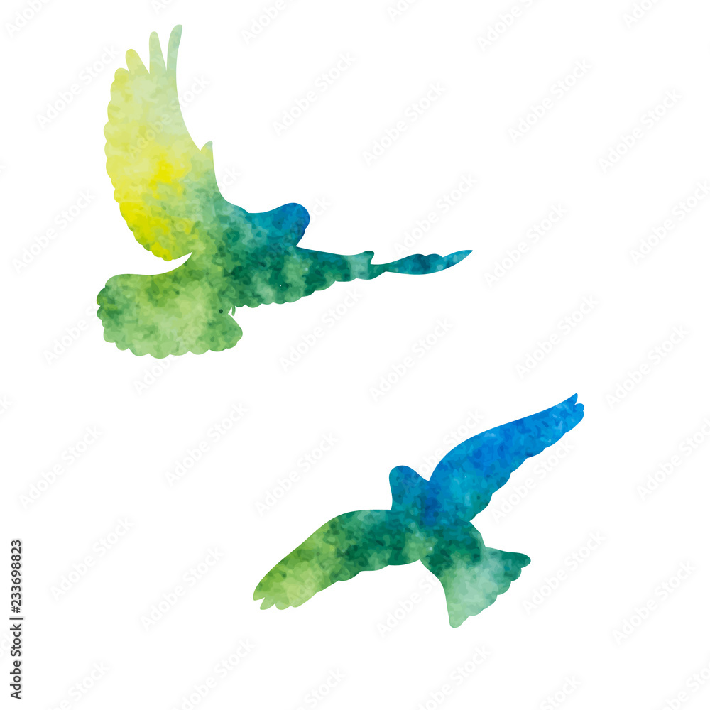 Blue Bird Flying Silhouette