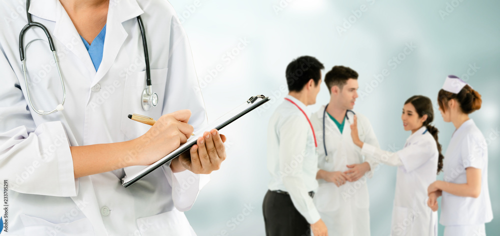 Healthcare people group. Professional doctor working in hospital office ...