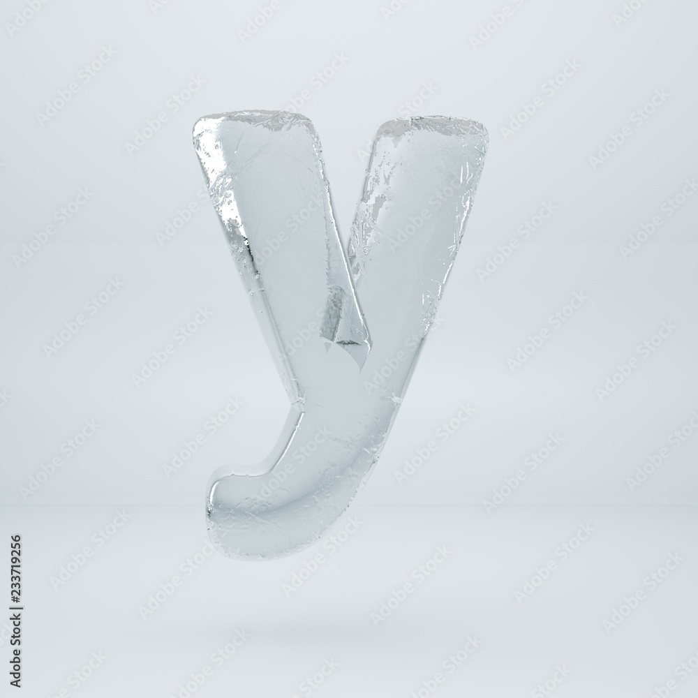Ice letter Y lowercase with cracks isolated on white background Stock ...