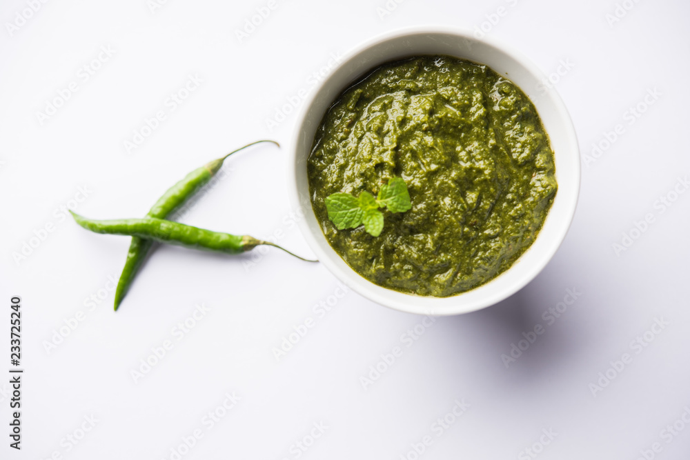 Healthy Indian Green Chutney or Sauce Made using Coriander, Mint And ...