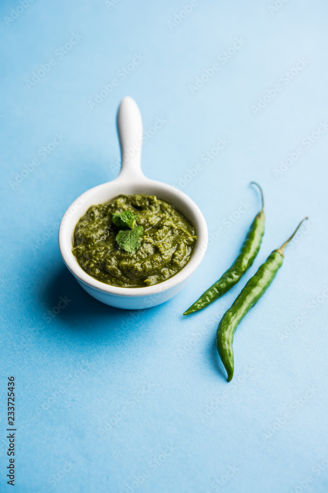Healthy Indian Green Chutney or Sauce Made using Coriander, Mint And ...