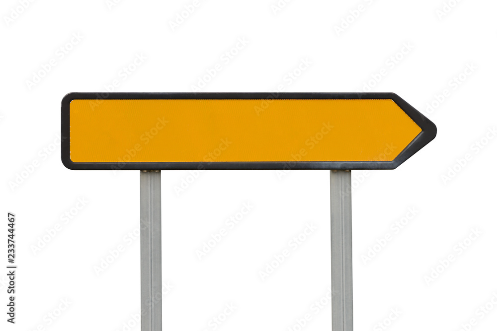 yellow road sign direction pointer isolated on white background Stock ...