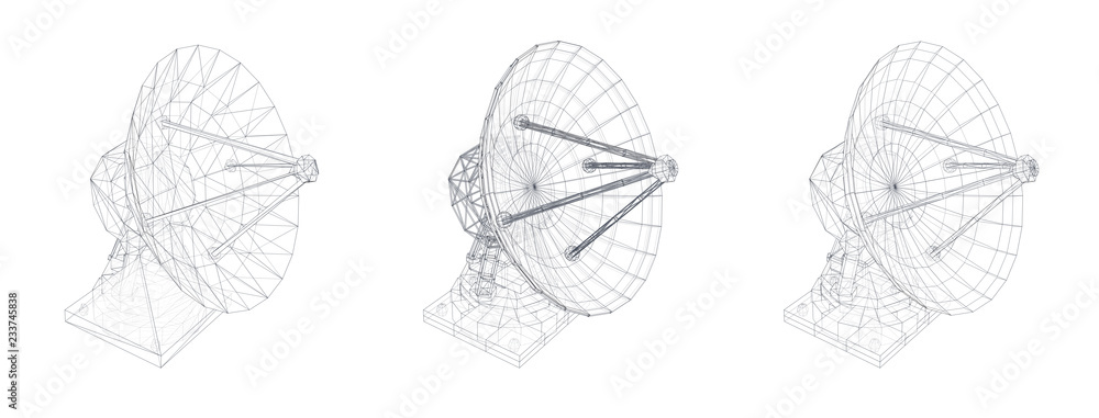 vector set. Radio antenna. astronomy and space research Stock Vector ...