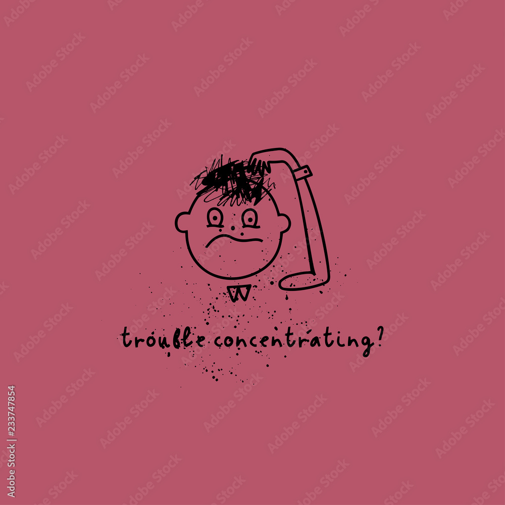Depression signs and symptoms. Vector illustration of problems of ...