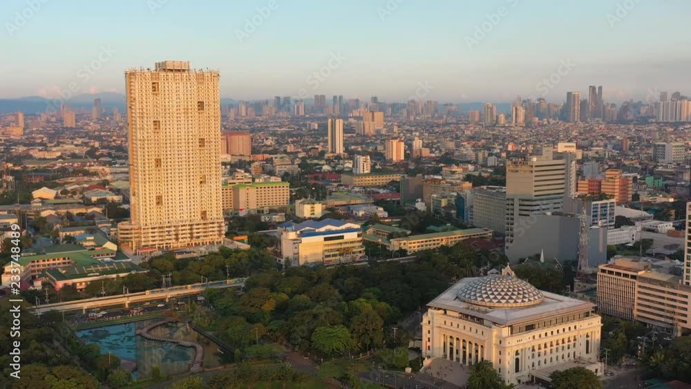 Aerial panoramic view of Manila, modern capital city of Philippines, Dr ...