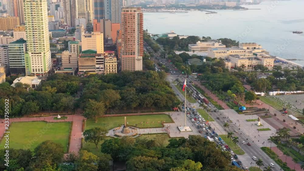 Aerial panoramic view of Manila, modern capital city of Philippines, Dr ...