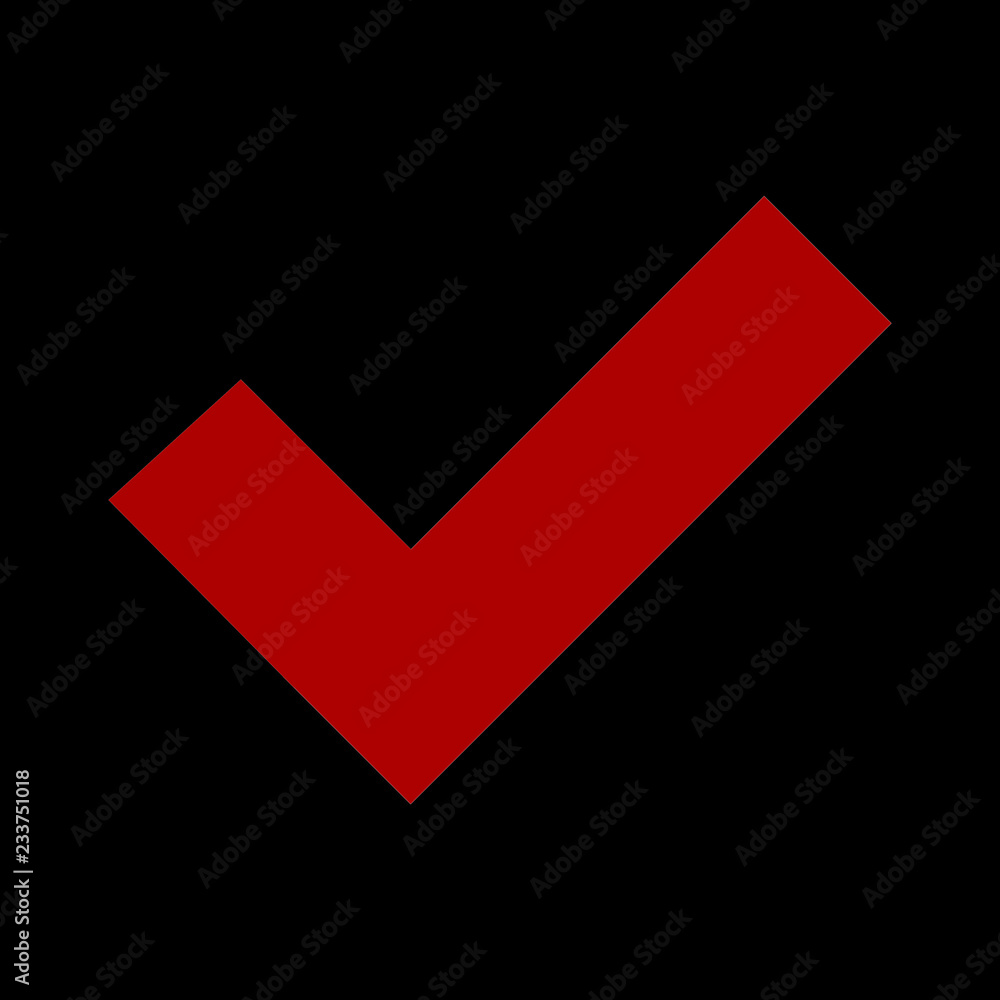 Red check mark on black background Stock Illustration | Adobe Stock