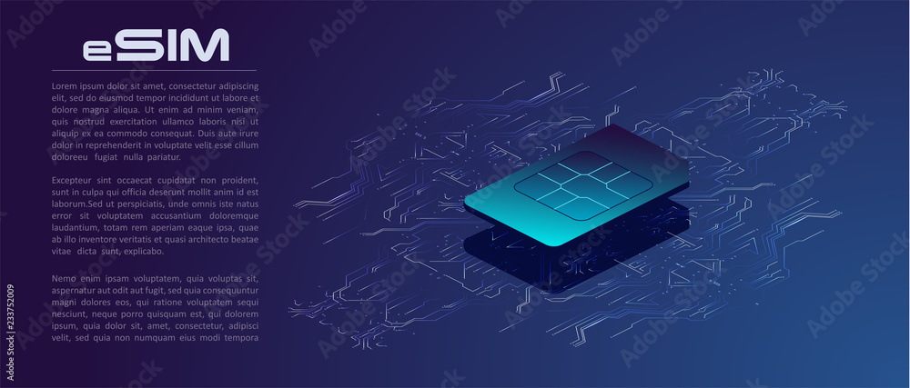 eSIM card chip sign. Embedded SIM concept. New mobile communication ...