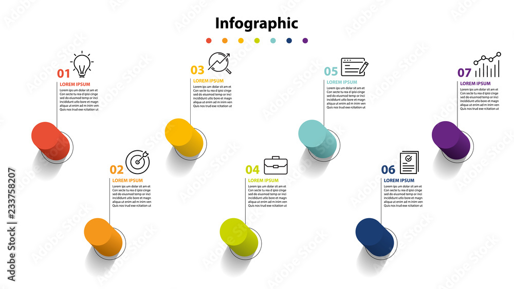 infographic element design 7 step, infochart planning Stock Vector ...